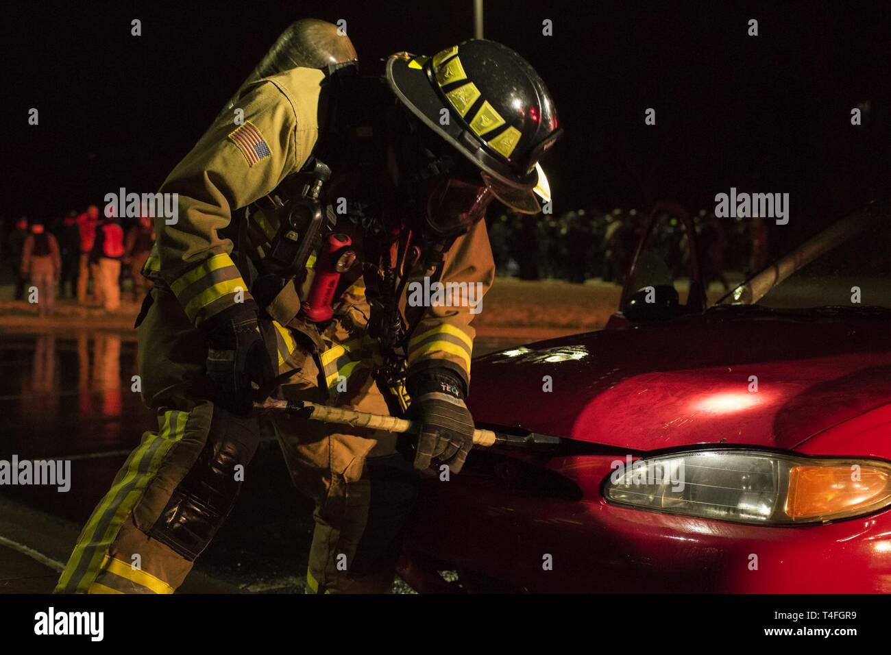 A firefighter assigned to Little Rock Air Force Base, Arkansas ...