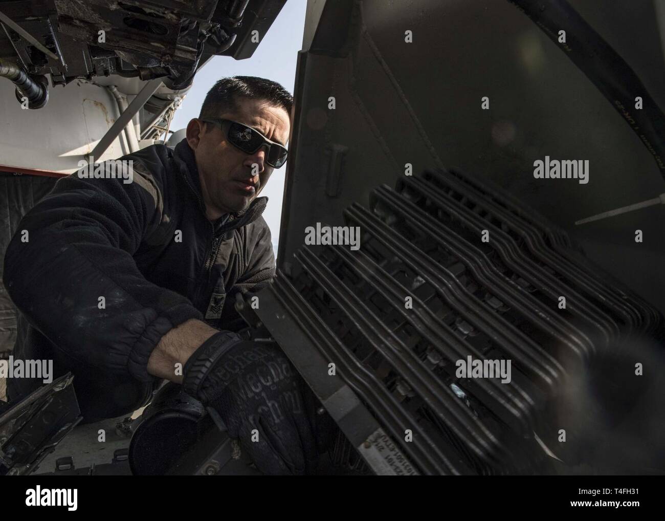SEA (April 9, 2019) Gunner’s Mate 1st Class Conner Mastry from Belize ...