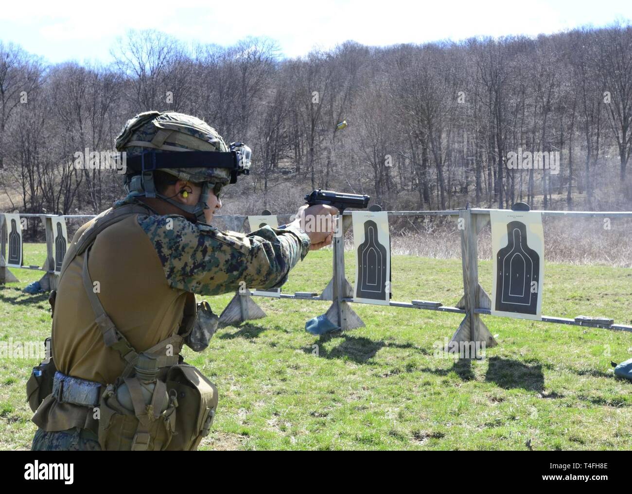 A Chilean army cadet from the Bernardo O'Higgins Military School shoots ...