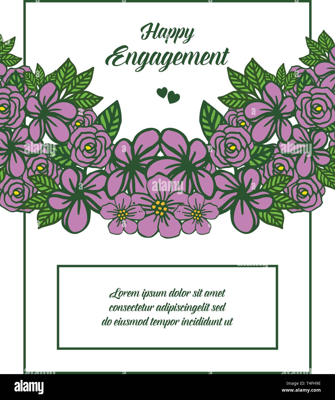 Vector illustration decoration happy engagement for elegant flower ...