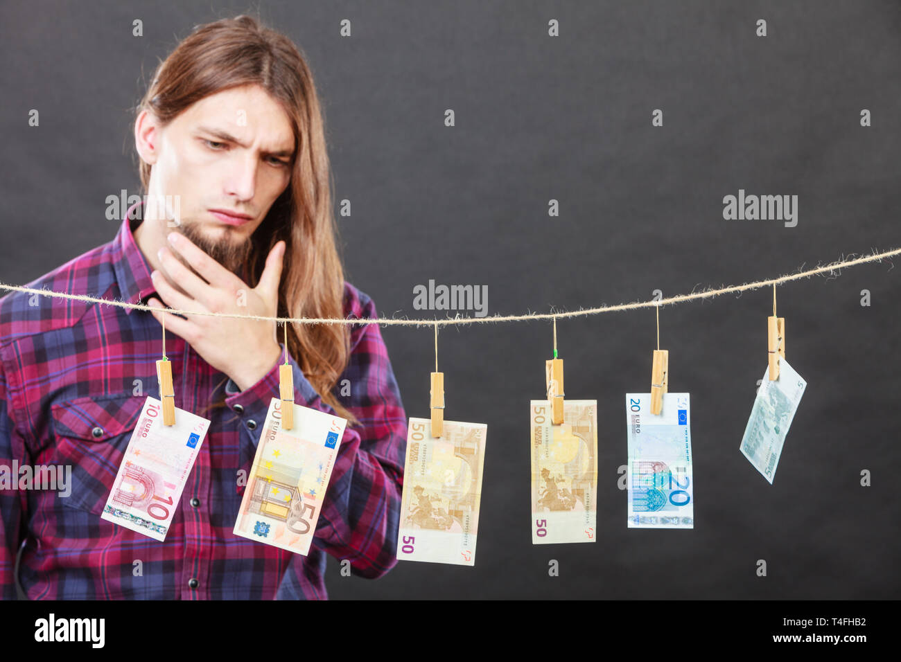 Currency exchange concept. Man worker check verify money cash. Payment ...