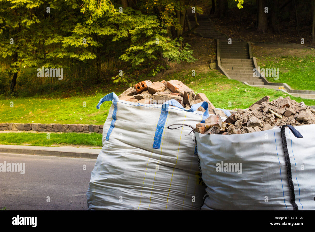 Wastes from the production or renovation. Two big bags container with ...