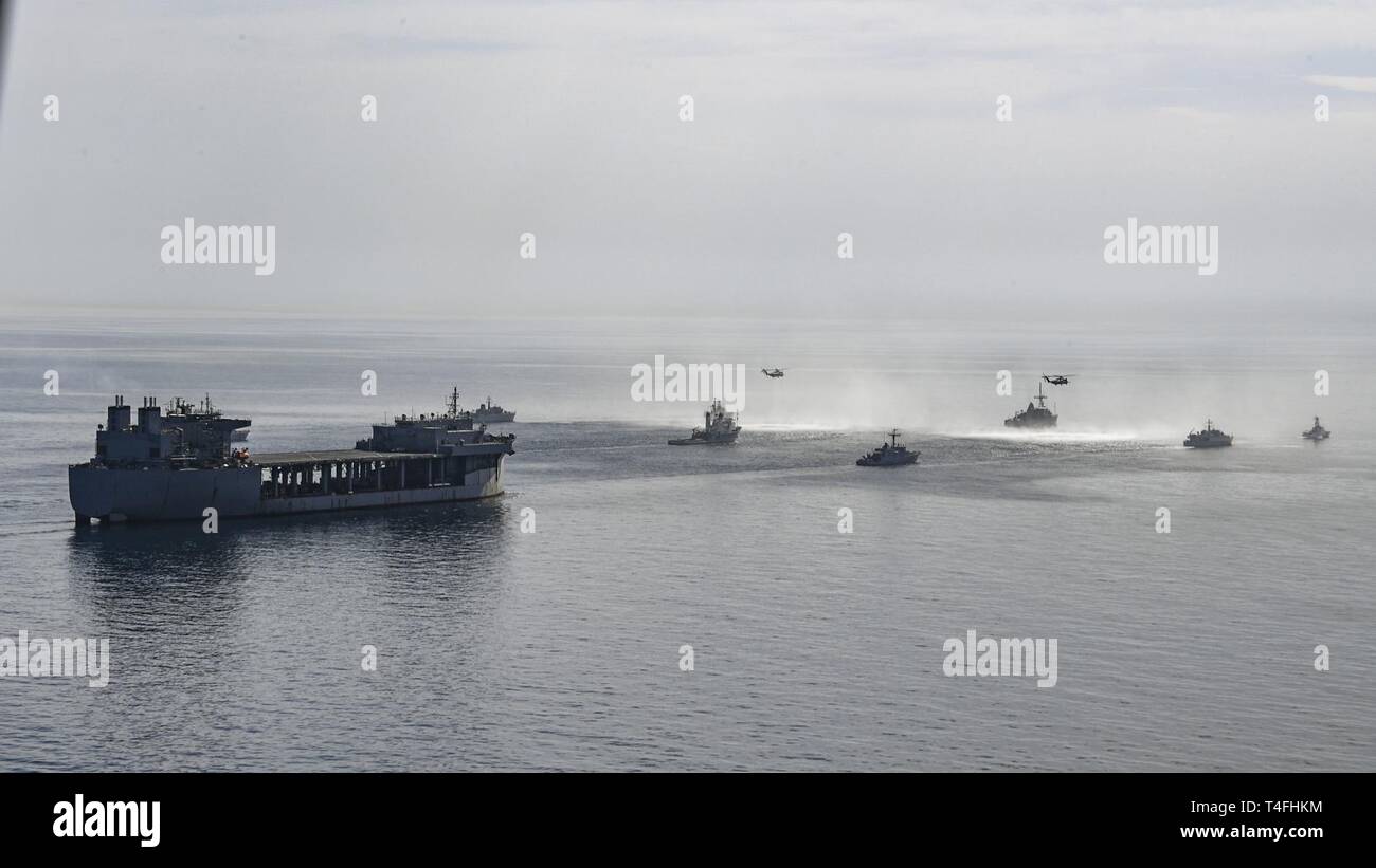 ARABIAN GULF (April 10, 2019) U.S. Navy expeditionary sea base USS ...