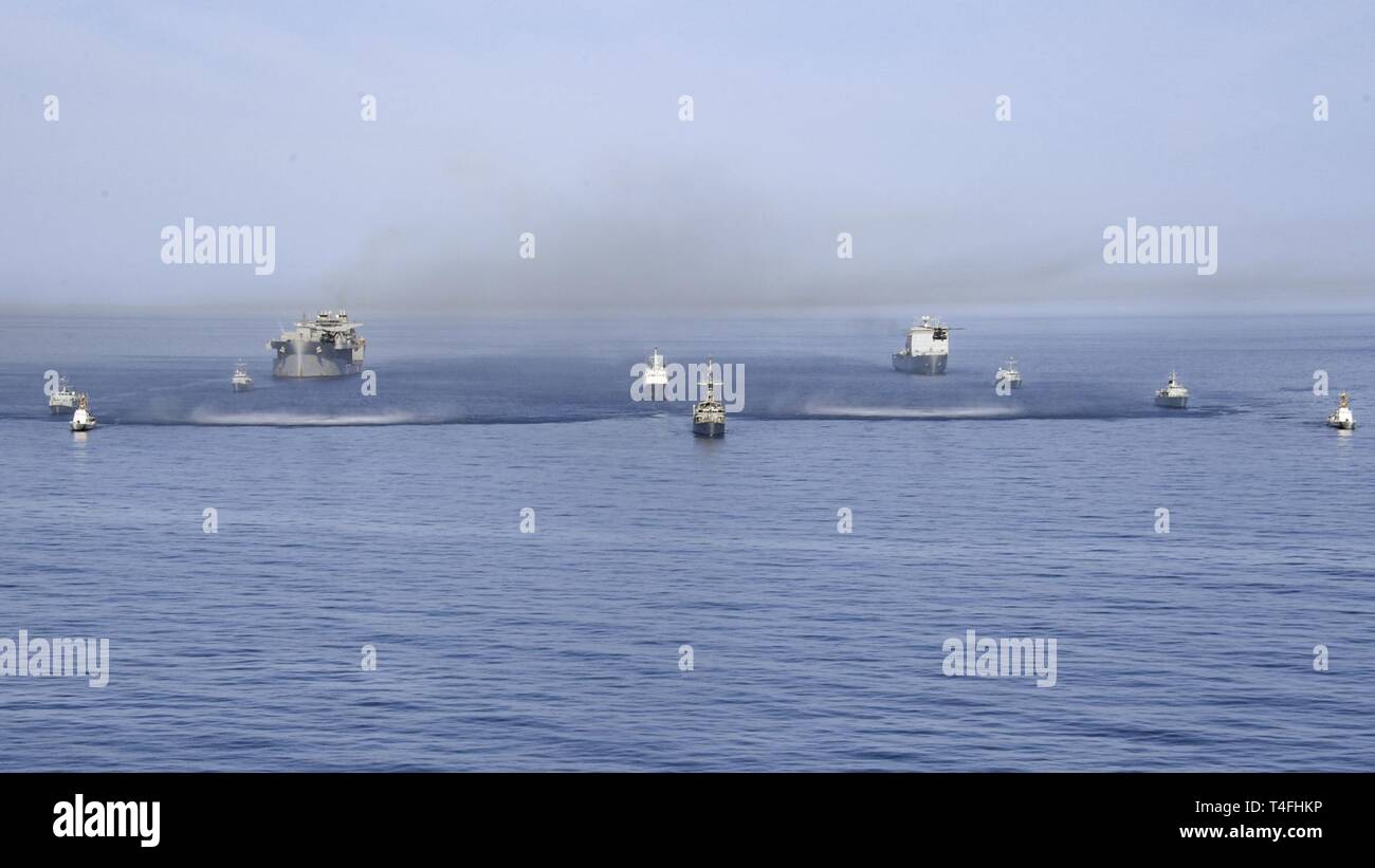 ARABIAN GULF (April 10, 2019) U.S. Navy expeditionary sea base USS ...