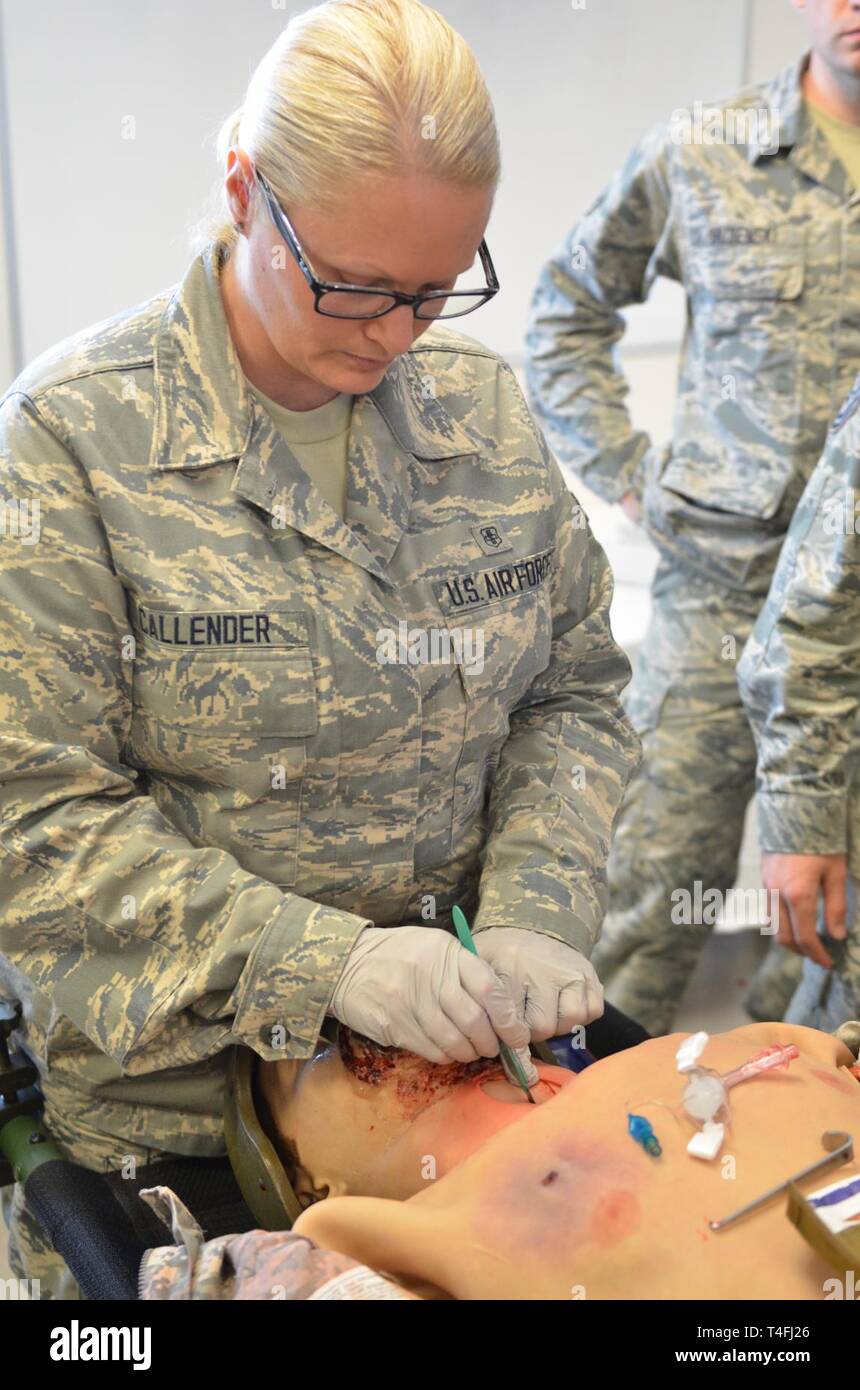 Airman First Class Jennifer Callender, a medical technician with the ...