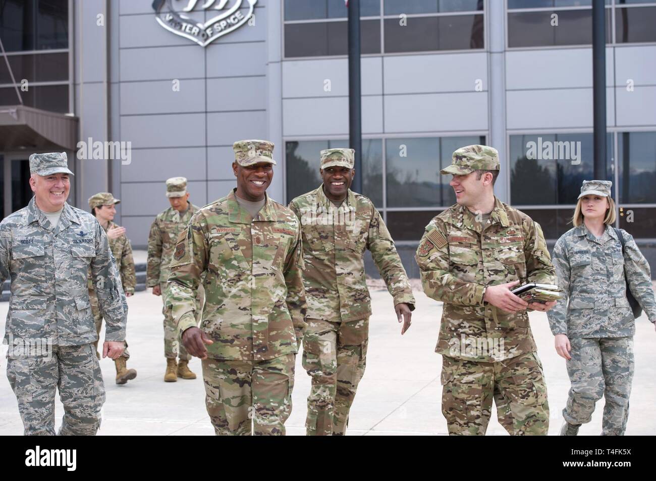 Chief Master Sgt. of the Air Force Kaleth O. Wright walks with wing ...