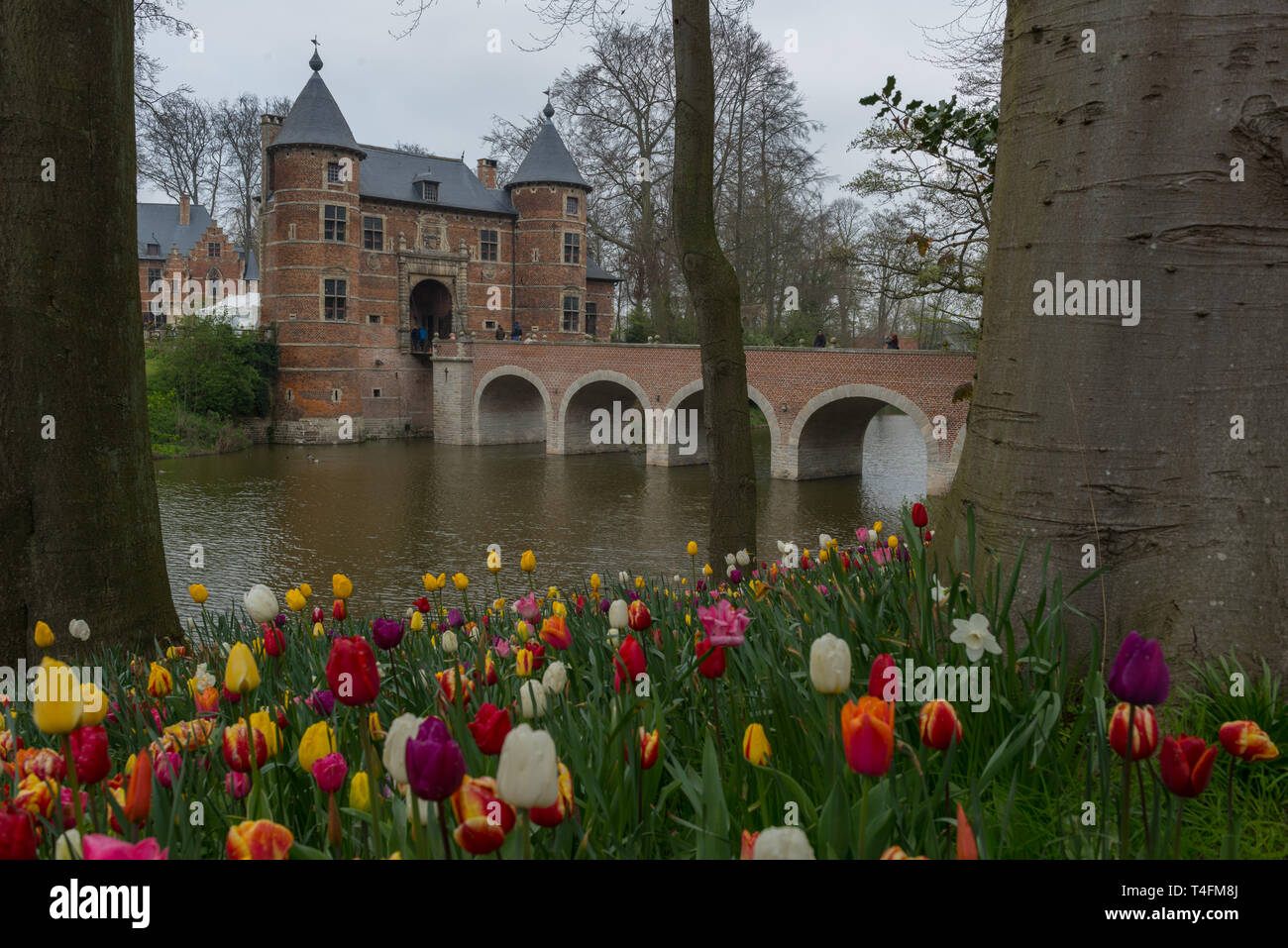 Bridge and entrance to the Castle of Grand Bigard during the Floralia ...