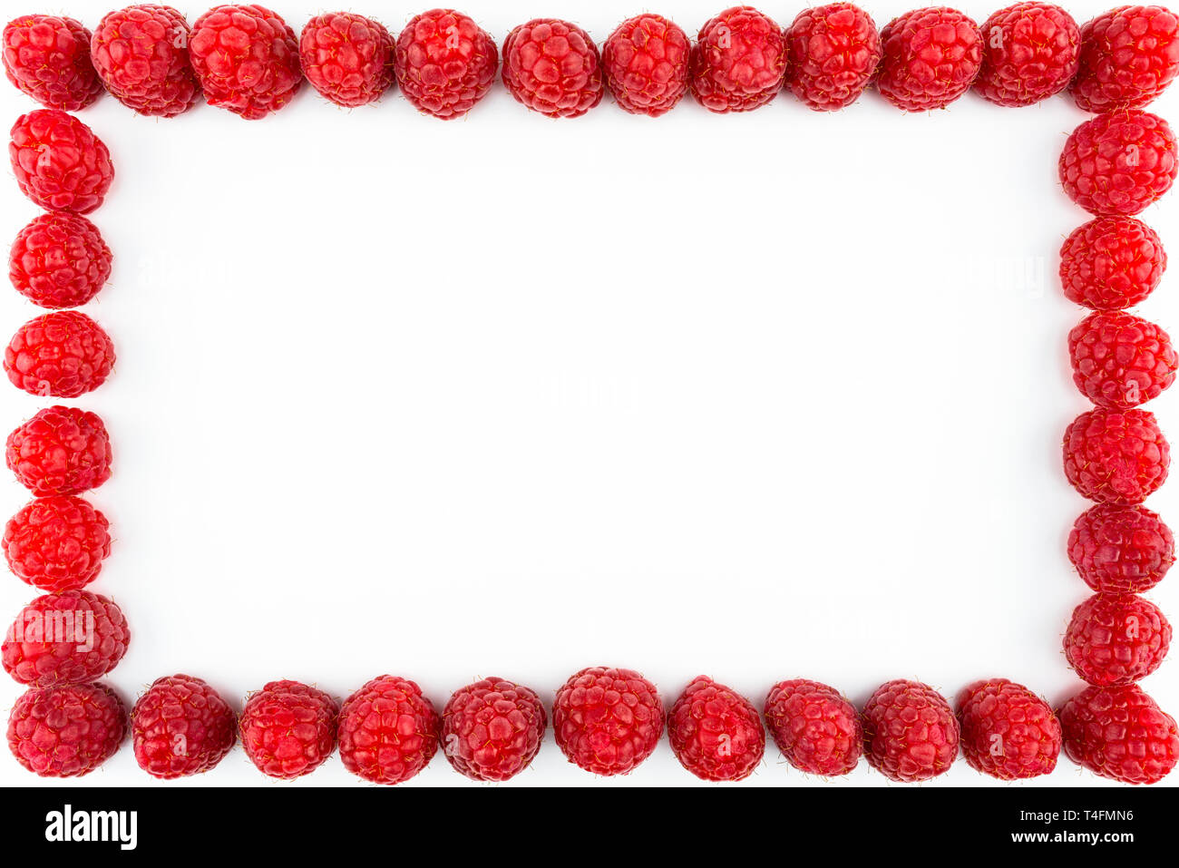 Frame made from fresh raspberries, top view, flat lay, isolated on a ...