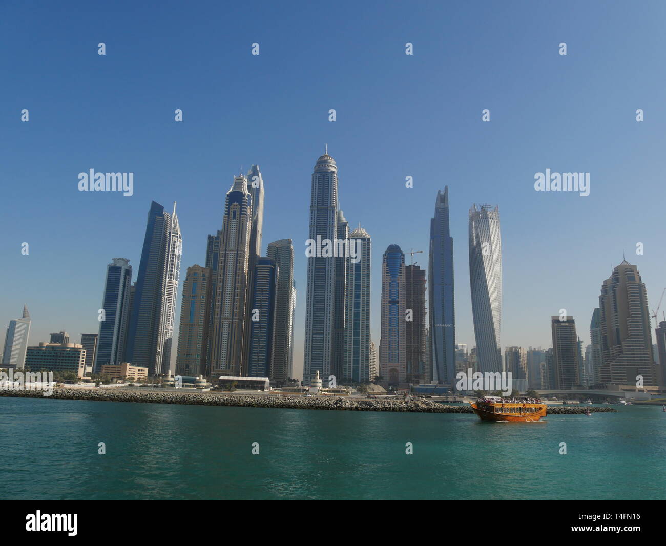 Horizon line of the port with architecture and discharge boat Stock ...