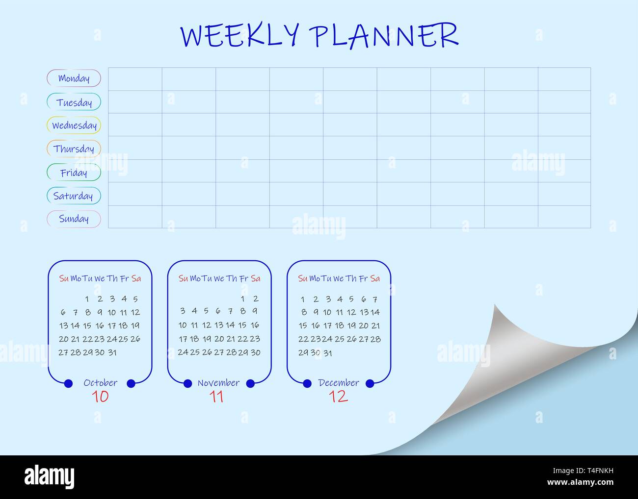 School or business calendar for the fourth quarter of 2019 and blank ...