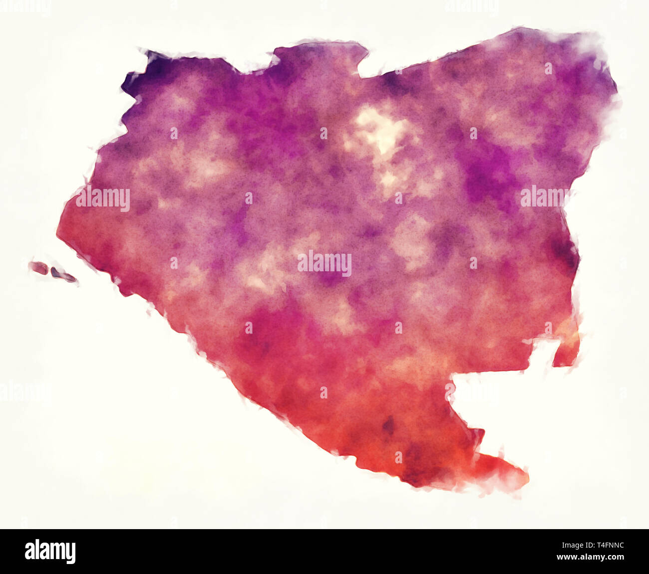 Savaneta watercolor region map of Aruba Stock Photo - Alamy