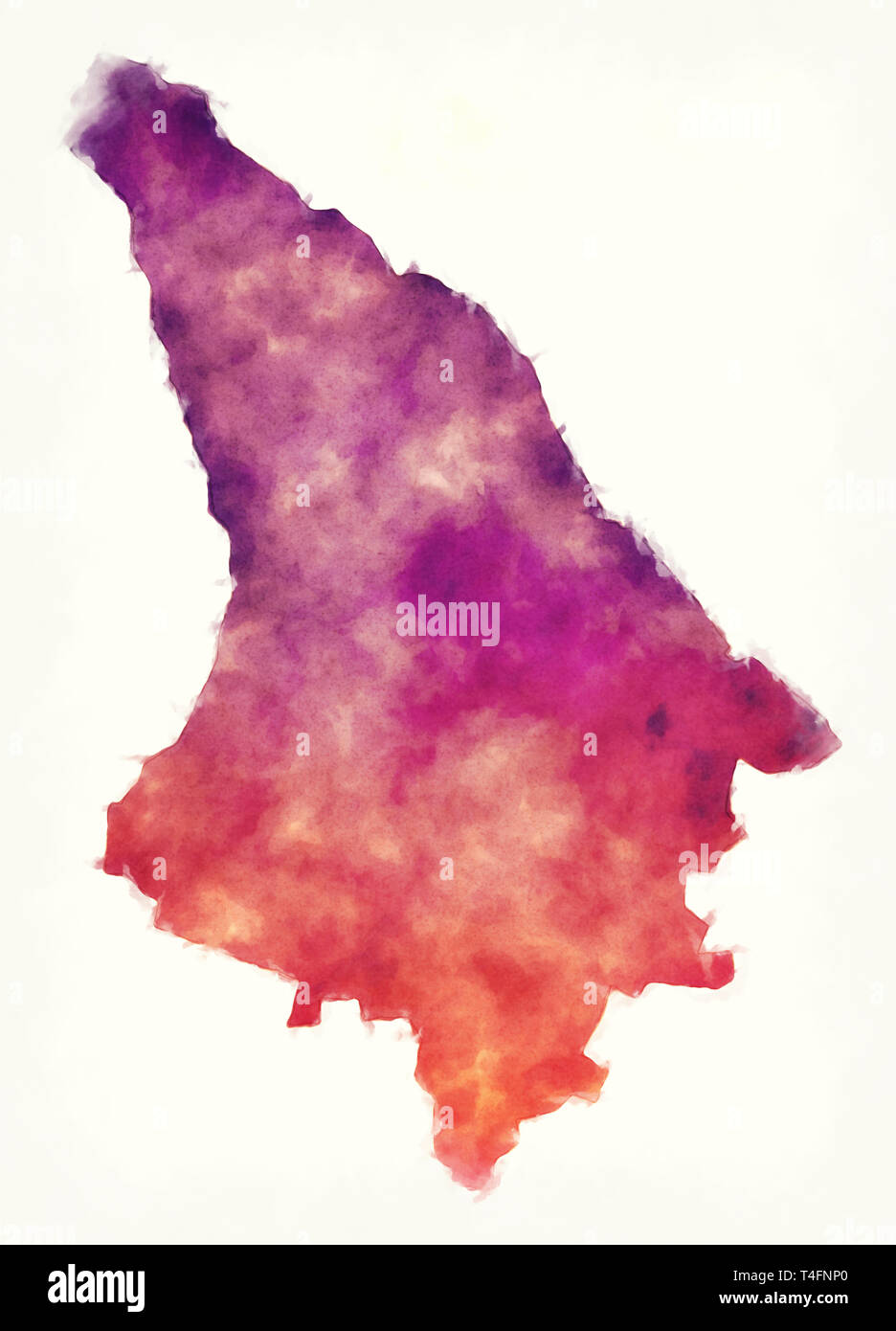 Noord Tanki Leendert watercolor region map of Aruba Stock Photo - Alamy