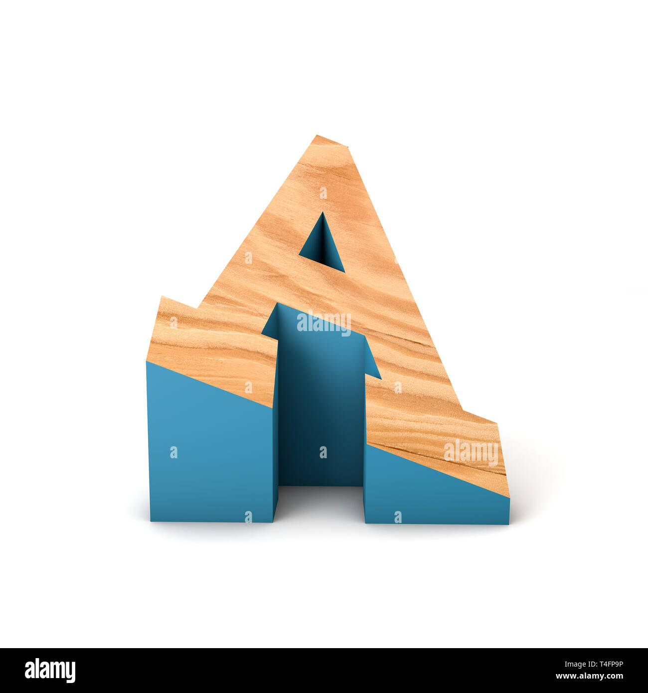 Letter A wooden angled font. 3D Rendering Stock Photo - Alamy