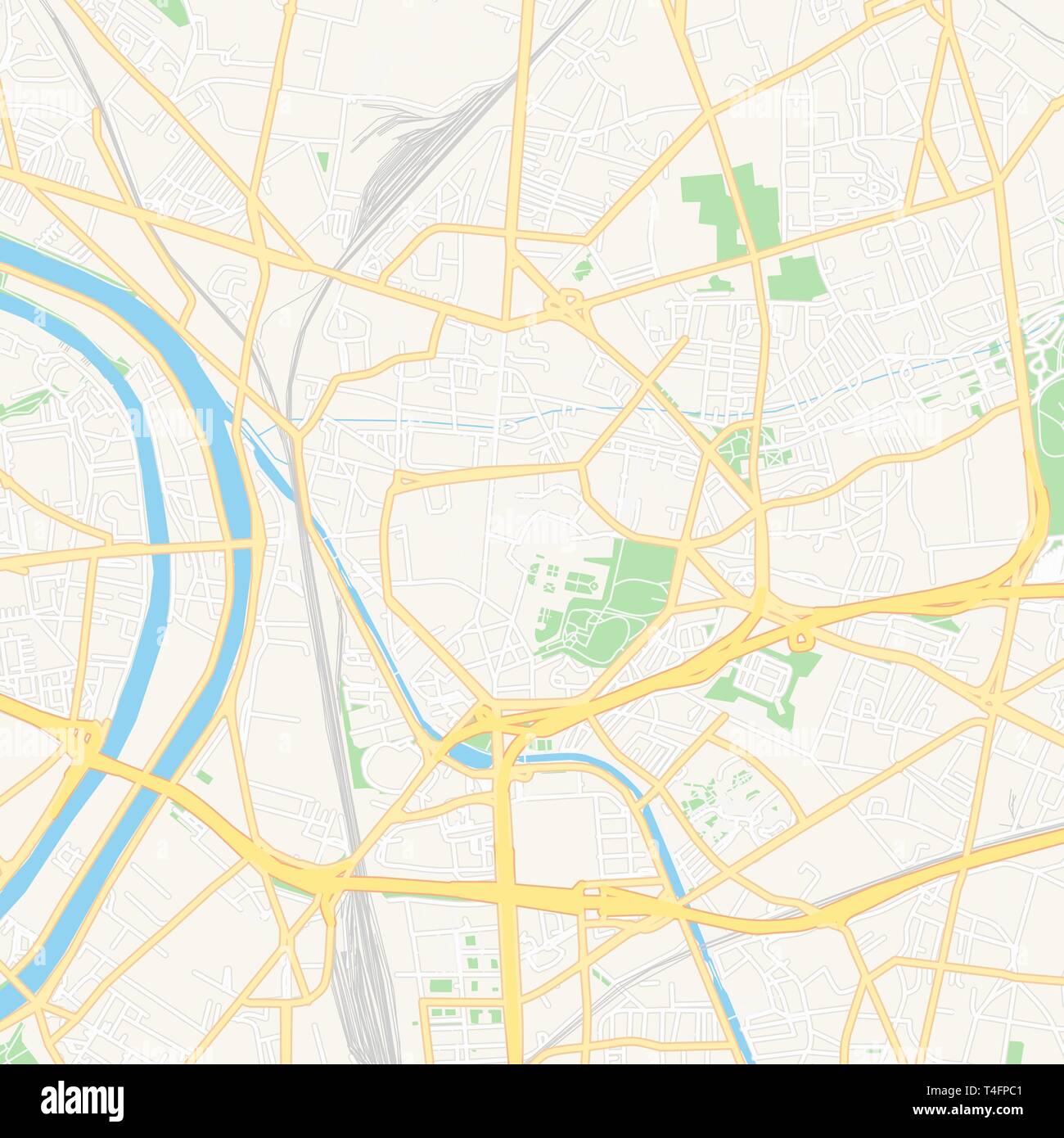 Printable map of Saint-Denis, France with main and secondary roads and ...