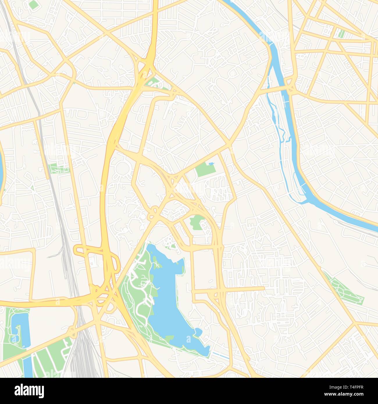 Printable map of Creteil, France with main and secondary roads and ...