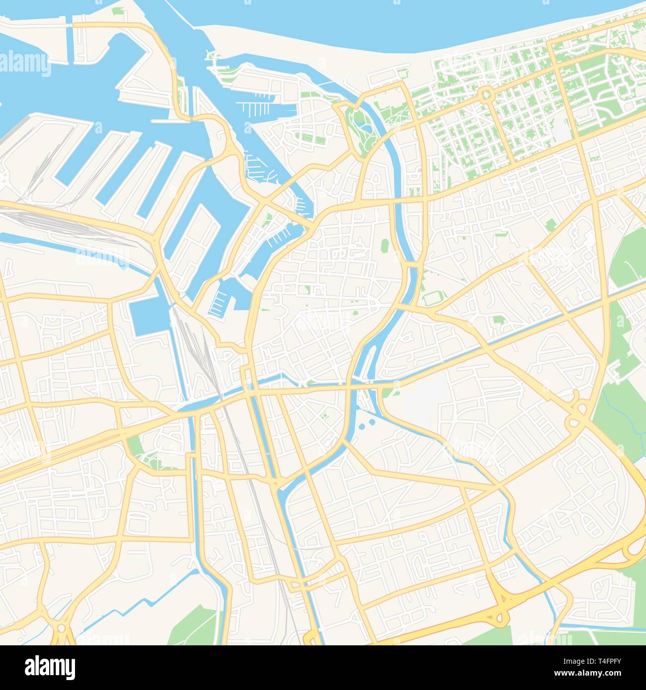 Printable map of Dunkirk, France with main and secondary roads and ...