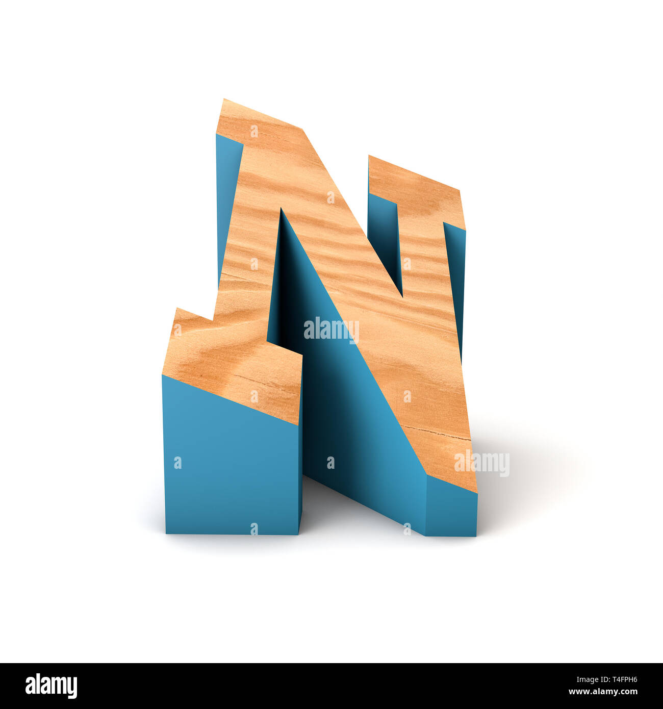 Letter N wooden angled font. 3D Rendering Stock Photo - Alamy