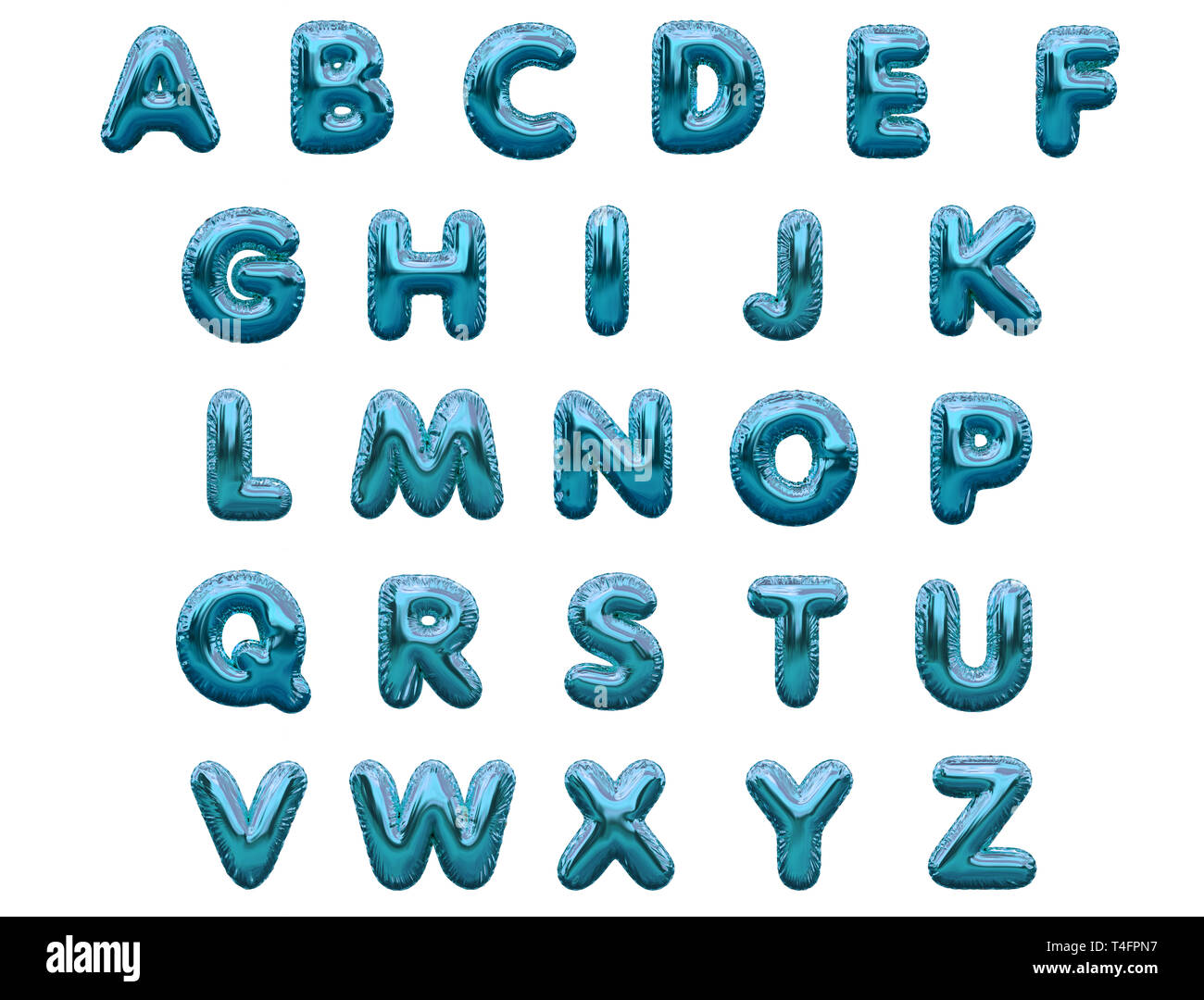 Blue alphabet foil party celebration balloons. 3D rendering Stock Photo ...