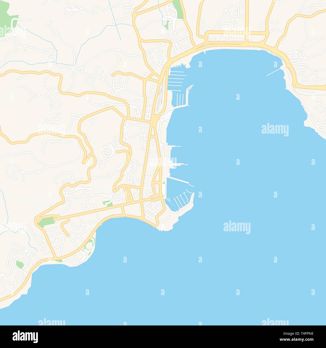 Printable map of Ajaccio, France with main and secondary roads and ...