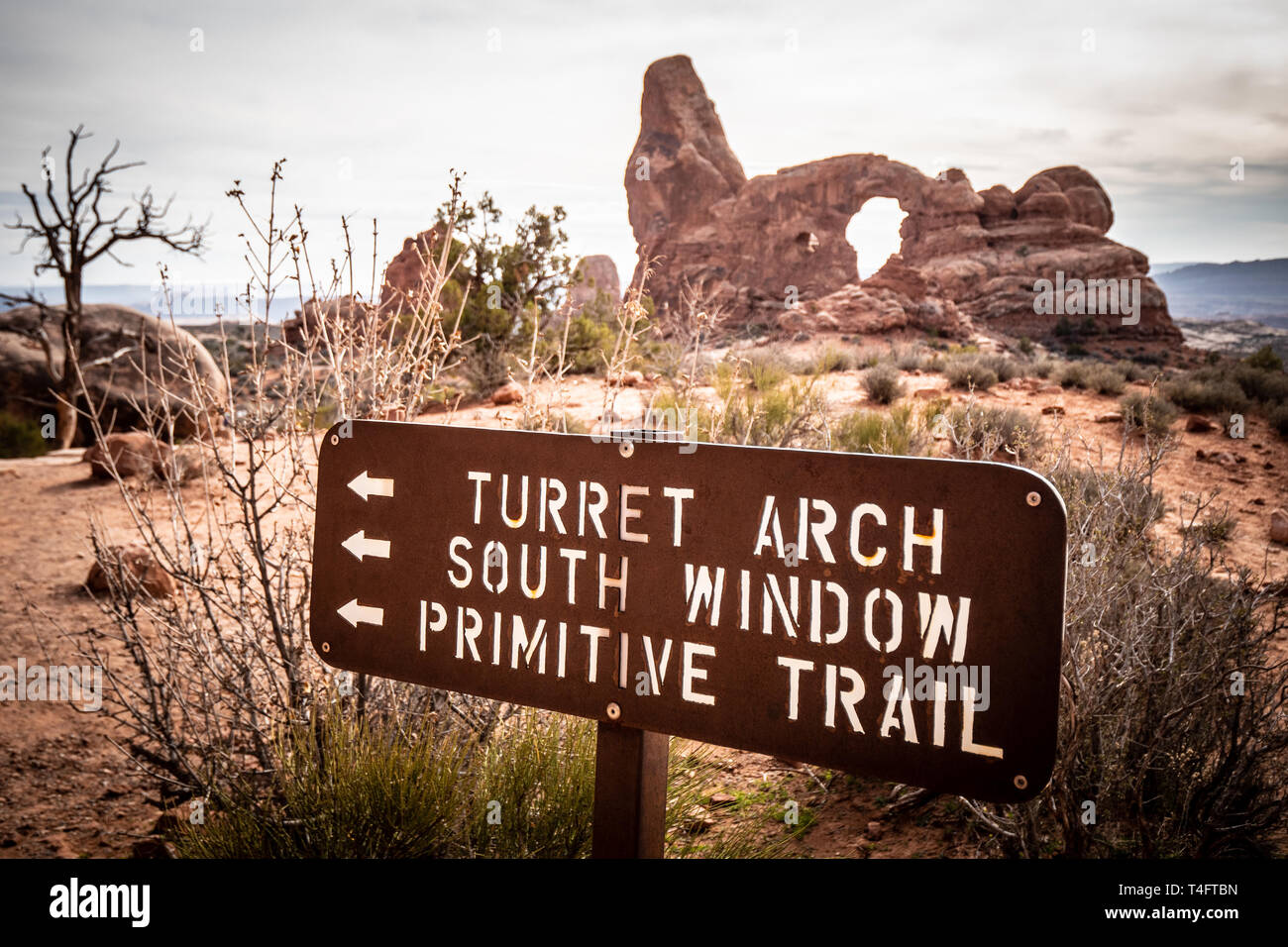 Direction signs at Arches National Park in Utah Stock Photo - Alamy
