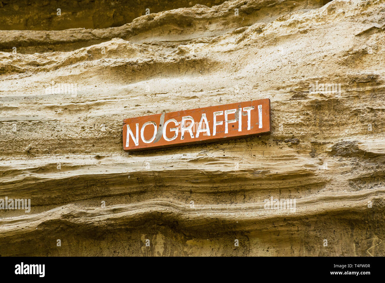 No graffiti sign, Ol Njorowa gorge, Hells Gate National Park, Kenya ...