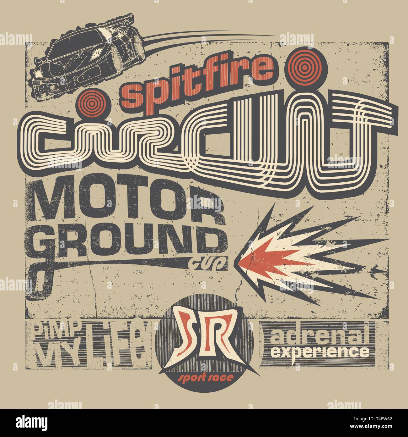 Motor circuit vintage illustration with lettering Stock Vector Image ...