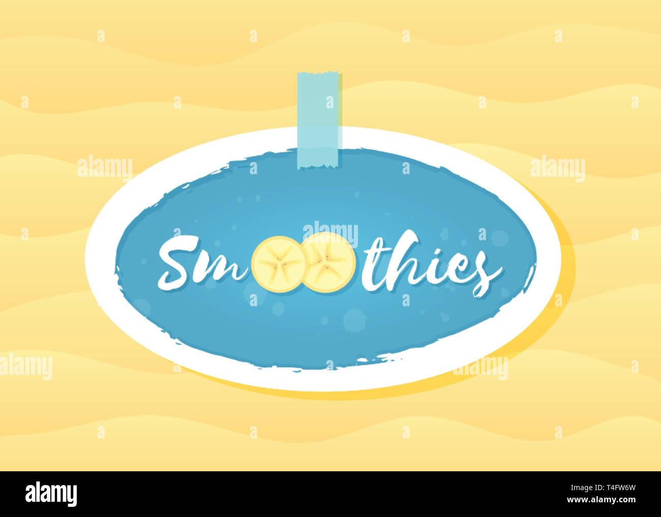 Blue sticker smoothie banana logo set vector illustration. Tasty ...