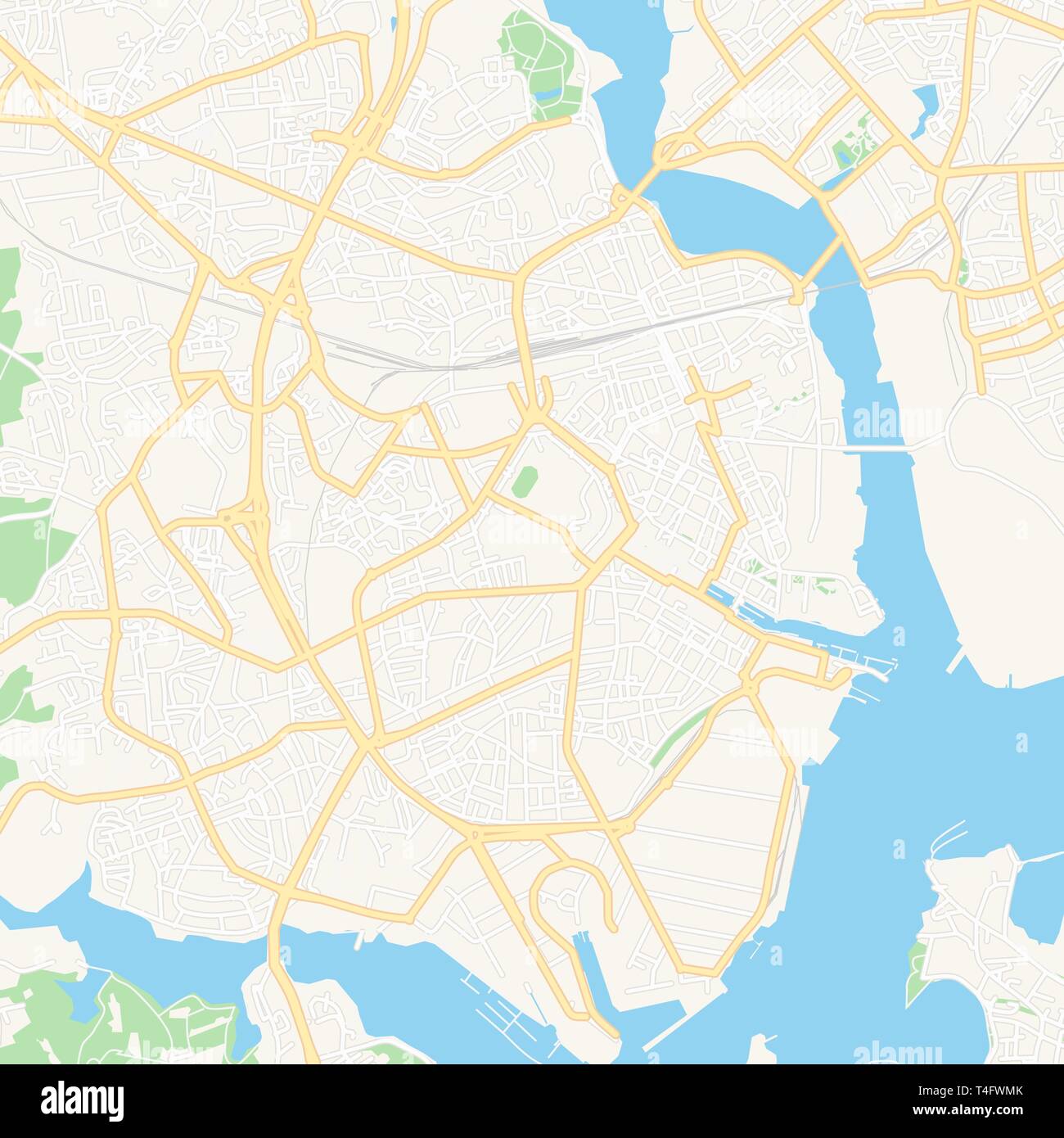 Printable map of Lorient, France with main and secondary roads and ...