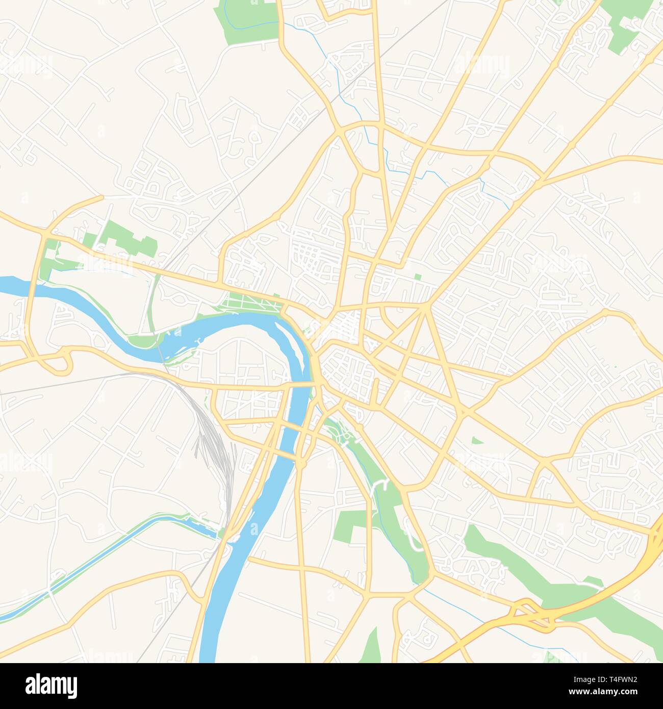Printable map of Montauban, France with main and secondary roads and ...