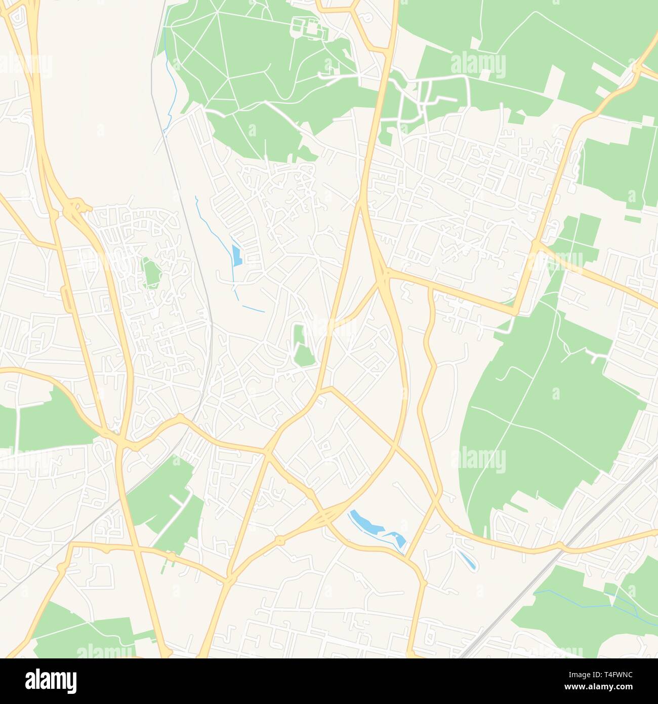 Printable map of Sarcelles, France with main and secondary roads and ...
