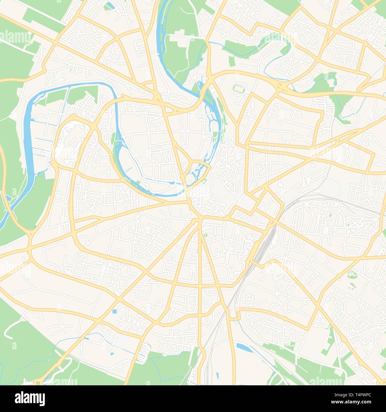 Printable map of Niort, France with main and secondary roads and larger ...