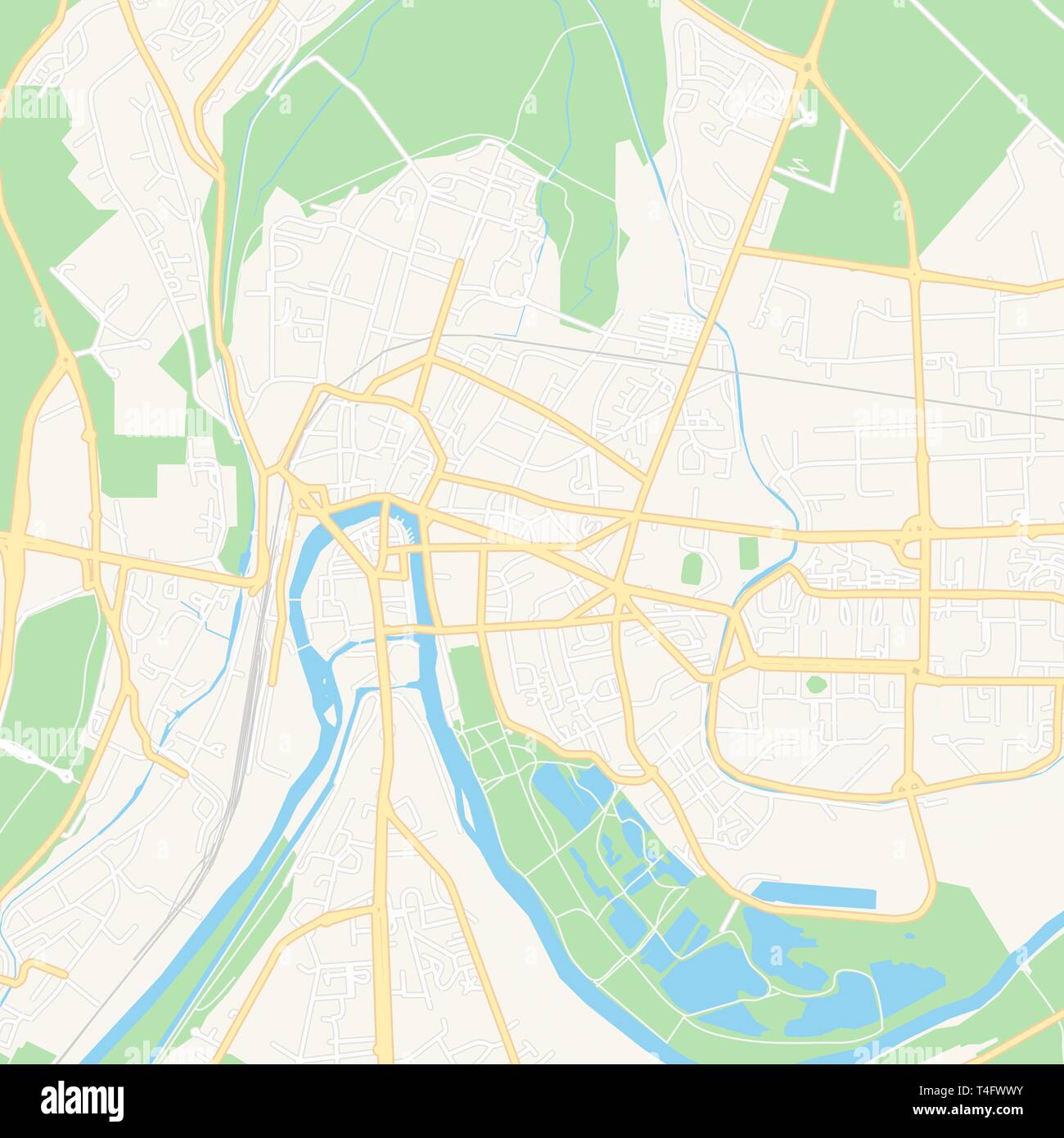 Printable map of Meaux, France with main and secondary roads and larger ...