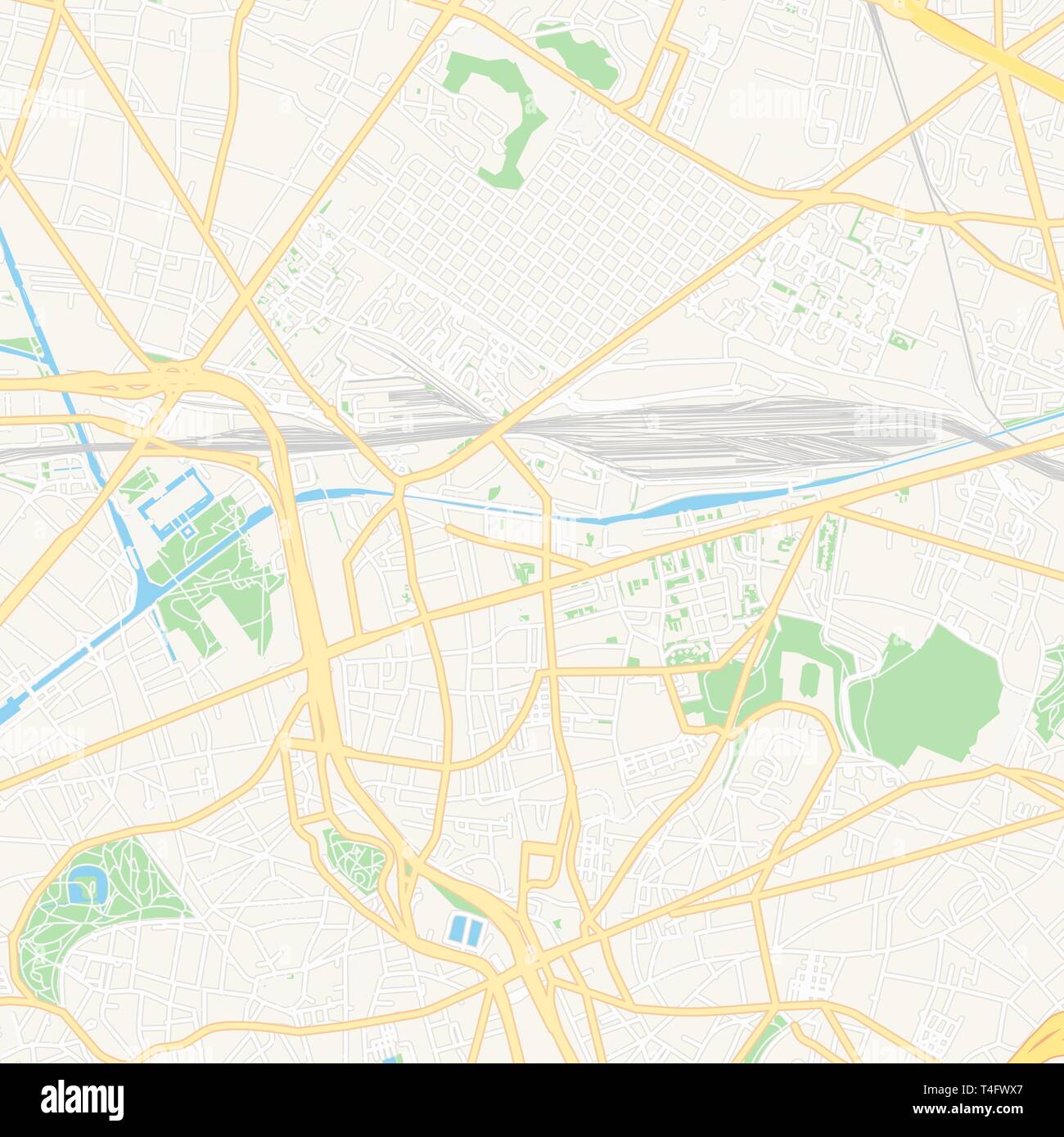 Printable map of Pantin, France with main and secondary roads and ...