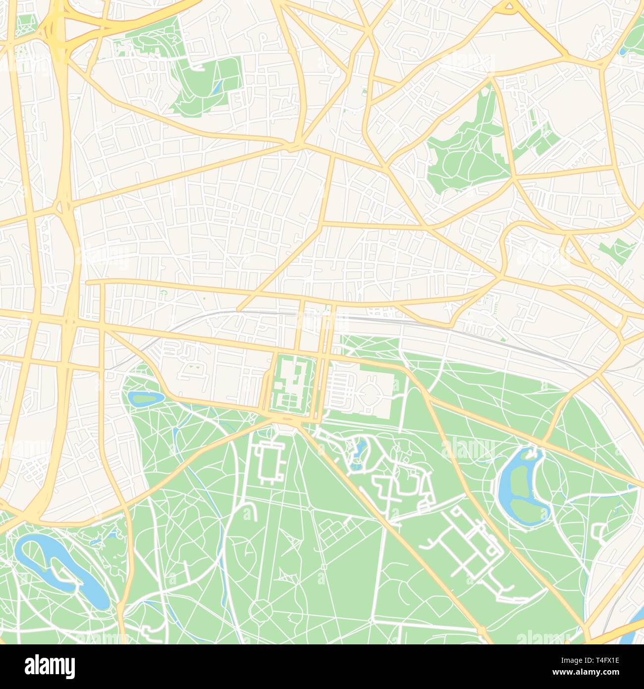 Printable map of Vincennes, France with main and secondary roads and ...