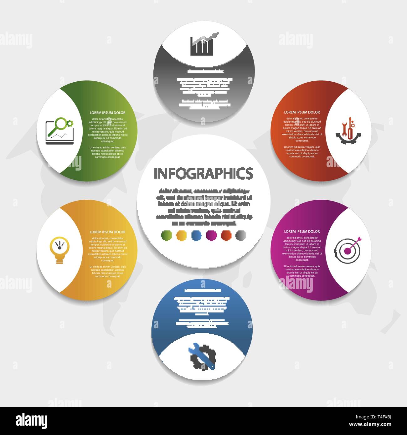 Modern 3D vector illustration. Circular infographic template with five ...