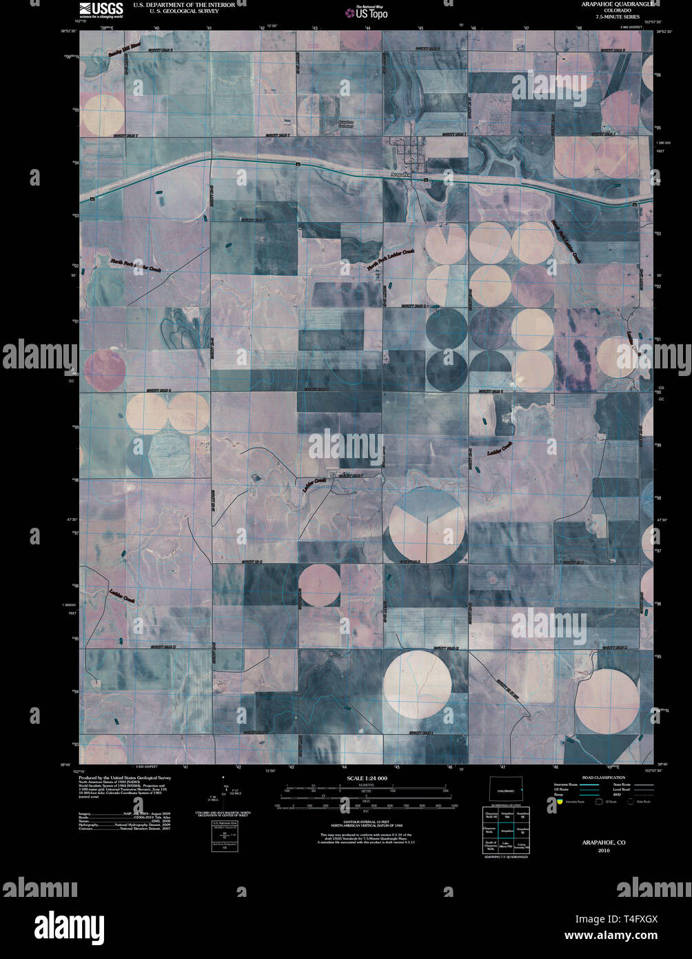 USGS TOPO Map Colorado CO Arapahoe 20100807 TM Inverted Restoration ...