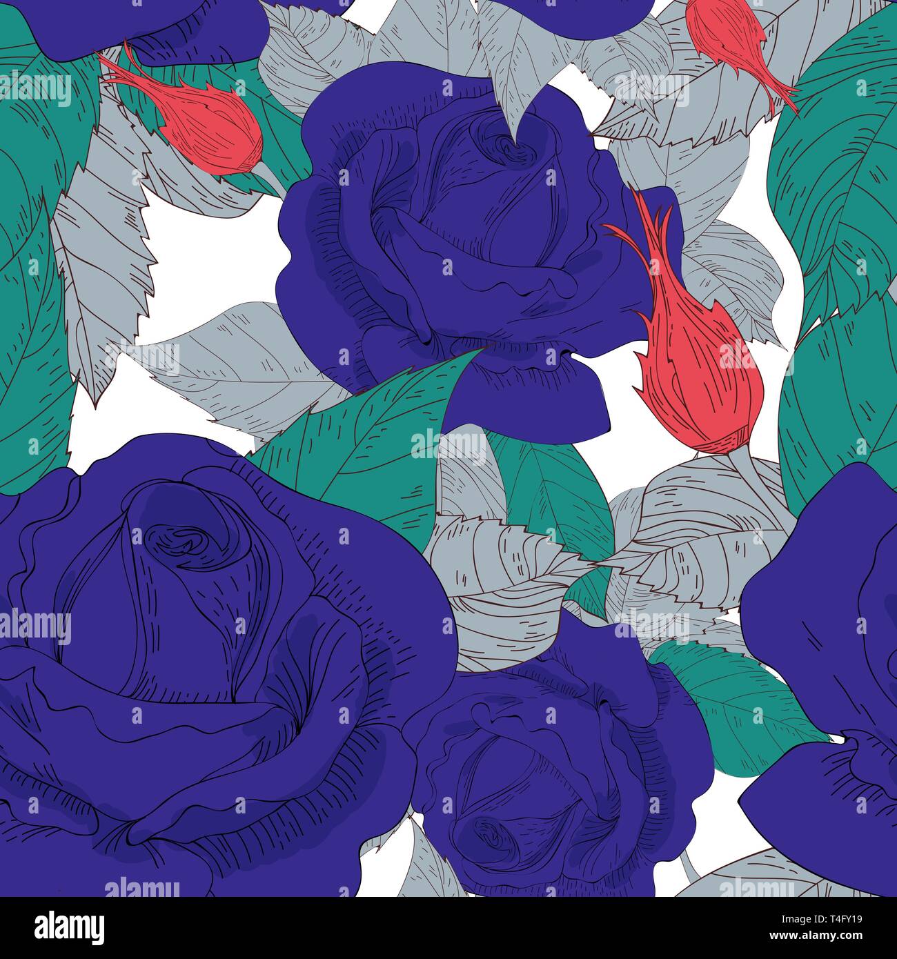 Seamless vector texture with drawing roses Stock Vector Image & Art - Alamy