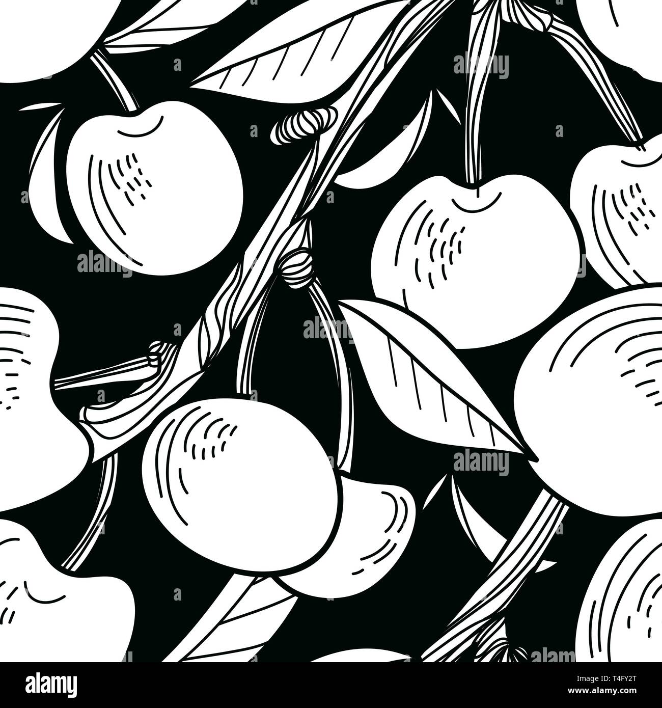 Seamless vector texture with cherries branch Stock Vector Image & Art ...