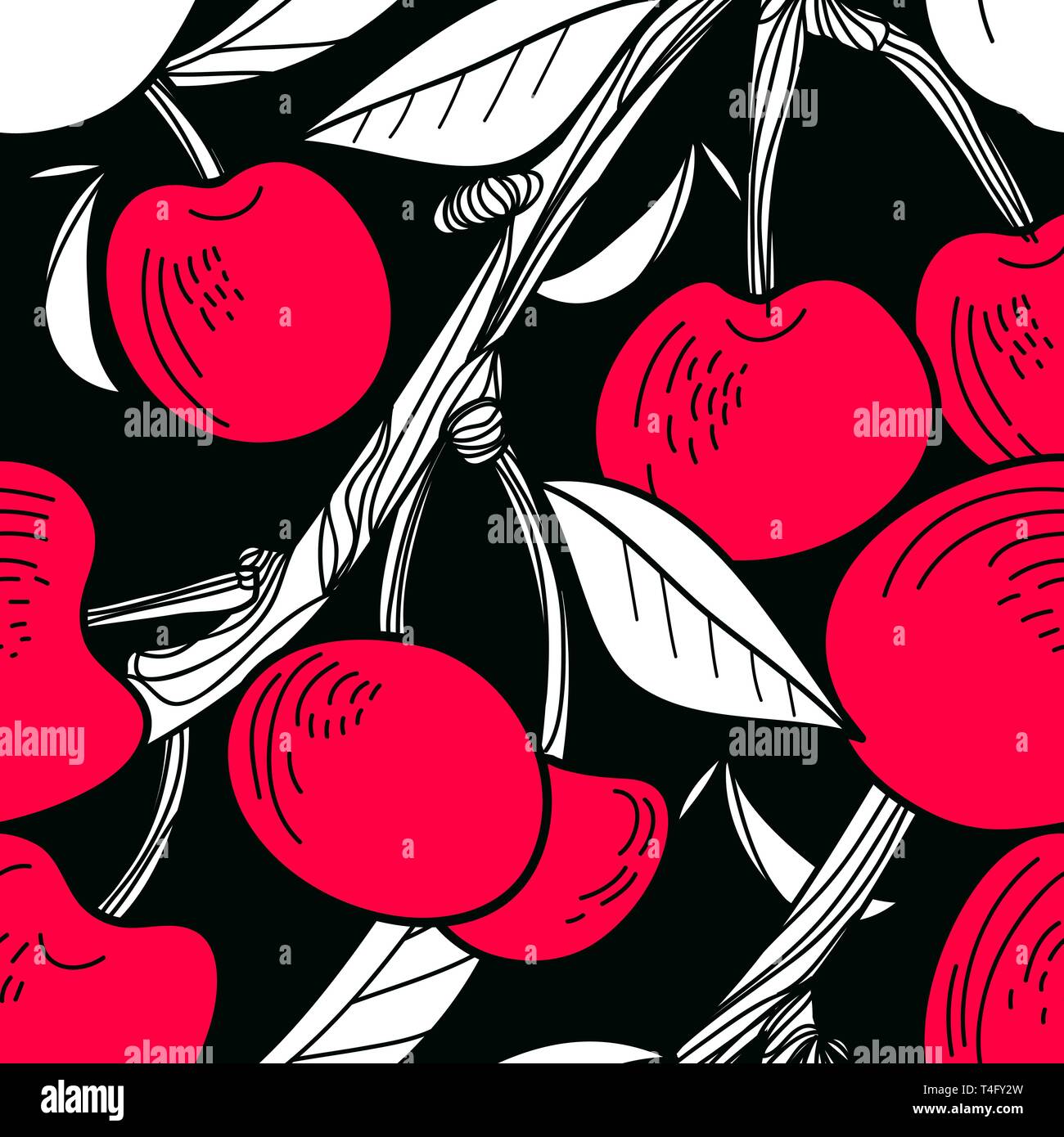 Seamless vector texture with cherries branch Stock Vector Image & Art ...