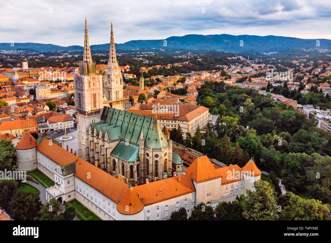 cathedral of zagreb old european gothic church. historic place Stock ...
