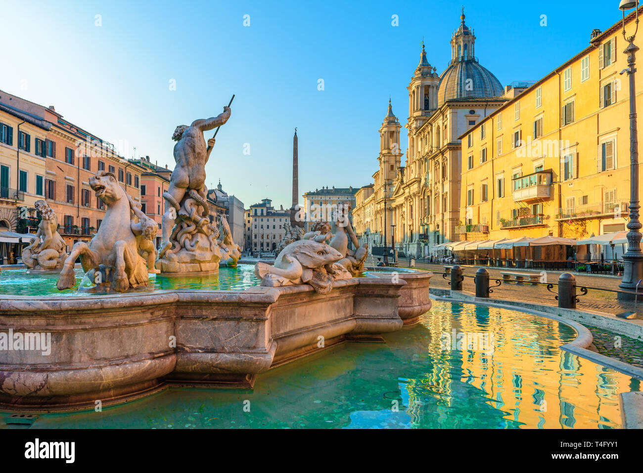 Navona Square or Piazza Navona in Rome, Italy with fountain. Rome ...