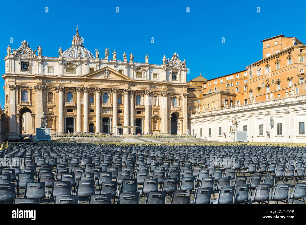 view on Vatican city Saint Peter cathedral church on square or piazza ...