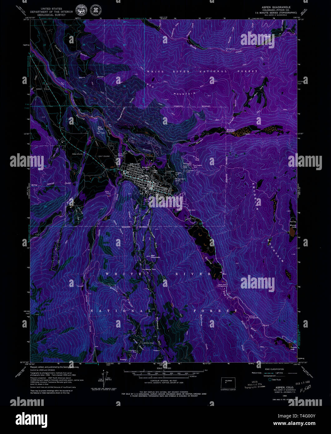 Map of aspen colorado hi-res stock photography and images - Alamy