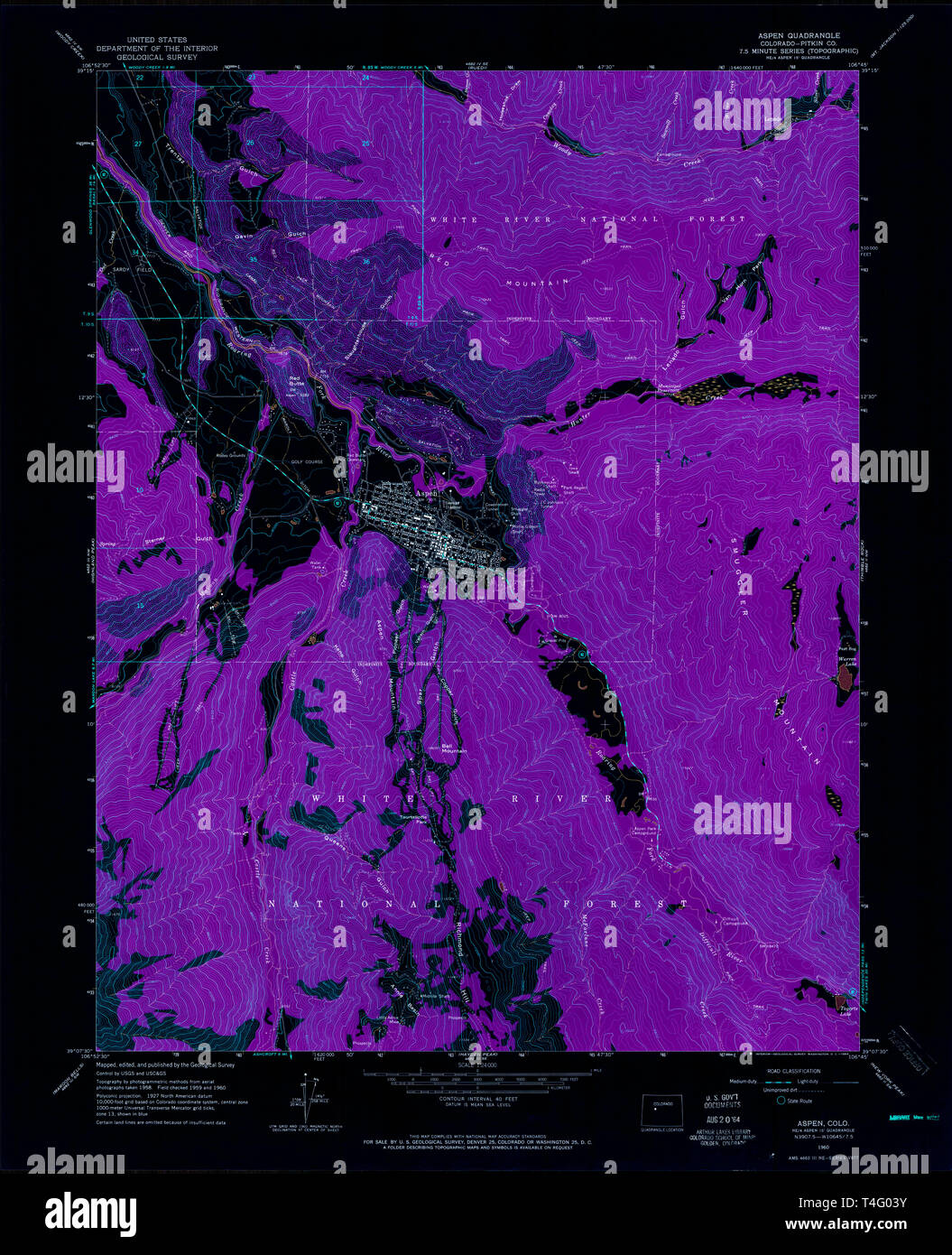 Map of aspen colorado hi-res stock photography and images - Alamy