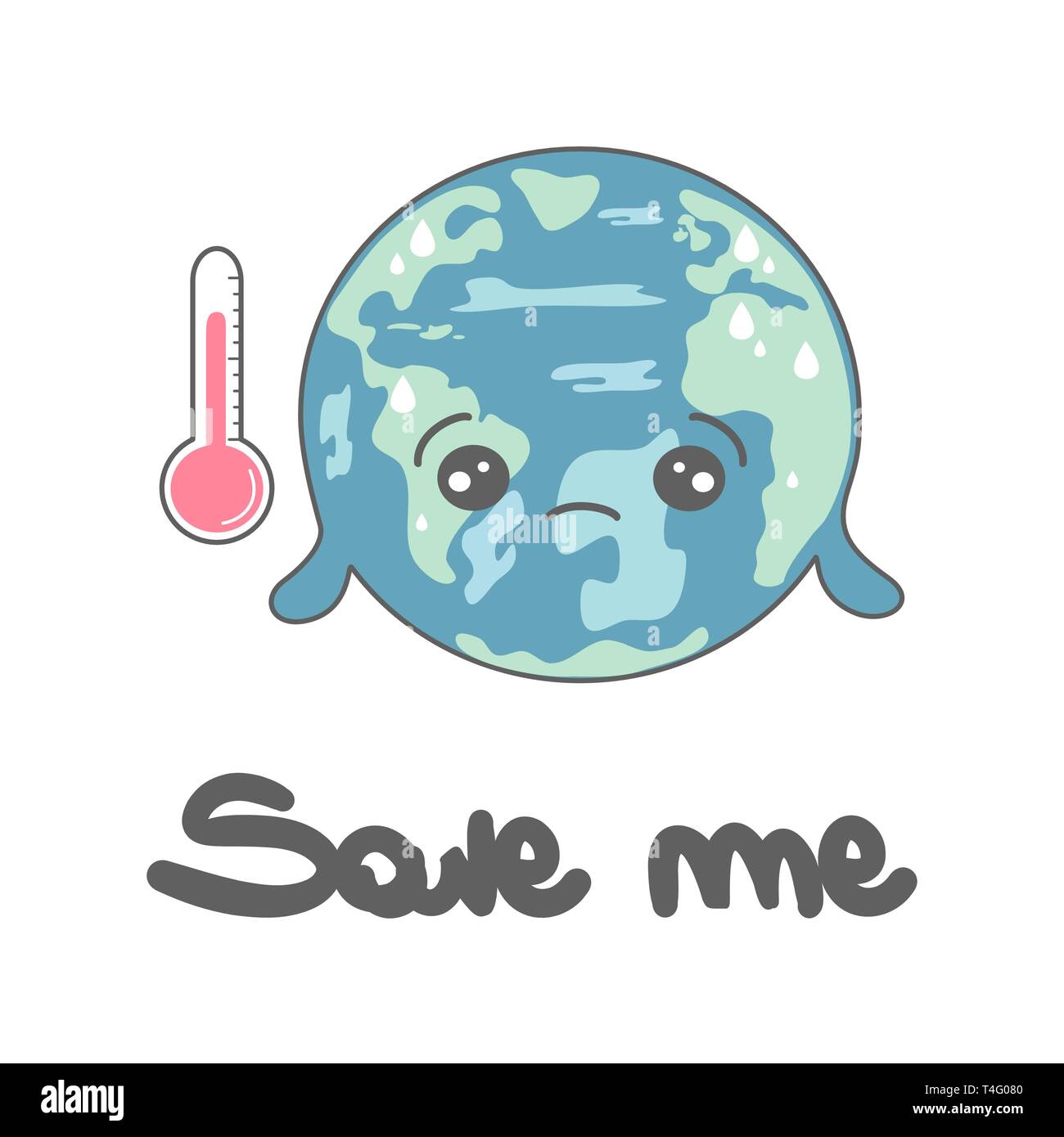 cute vector hand drawn lettering save me card with cartoon planet earth ...