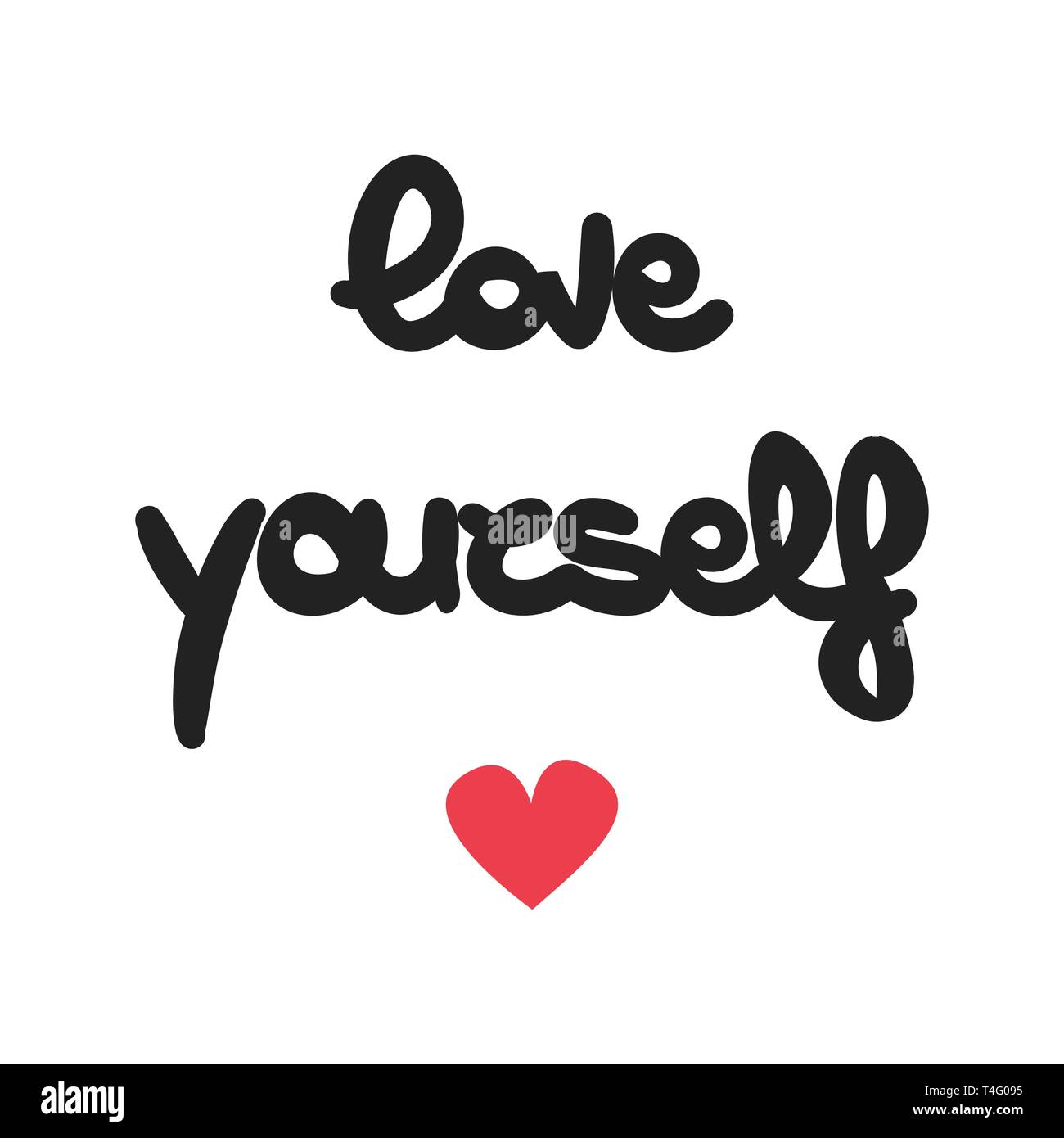 cute hand drawn lettering love yourself vector card Stock Vector Image ...