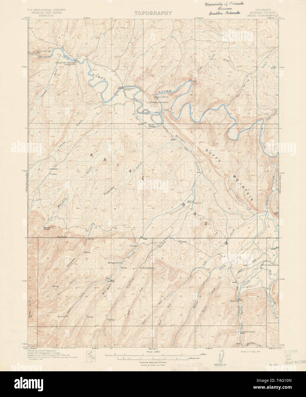 USGS TOPO Map Colorado CO Axial 402314 1914 62500 Restoration Stock ...