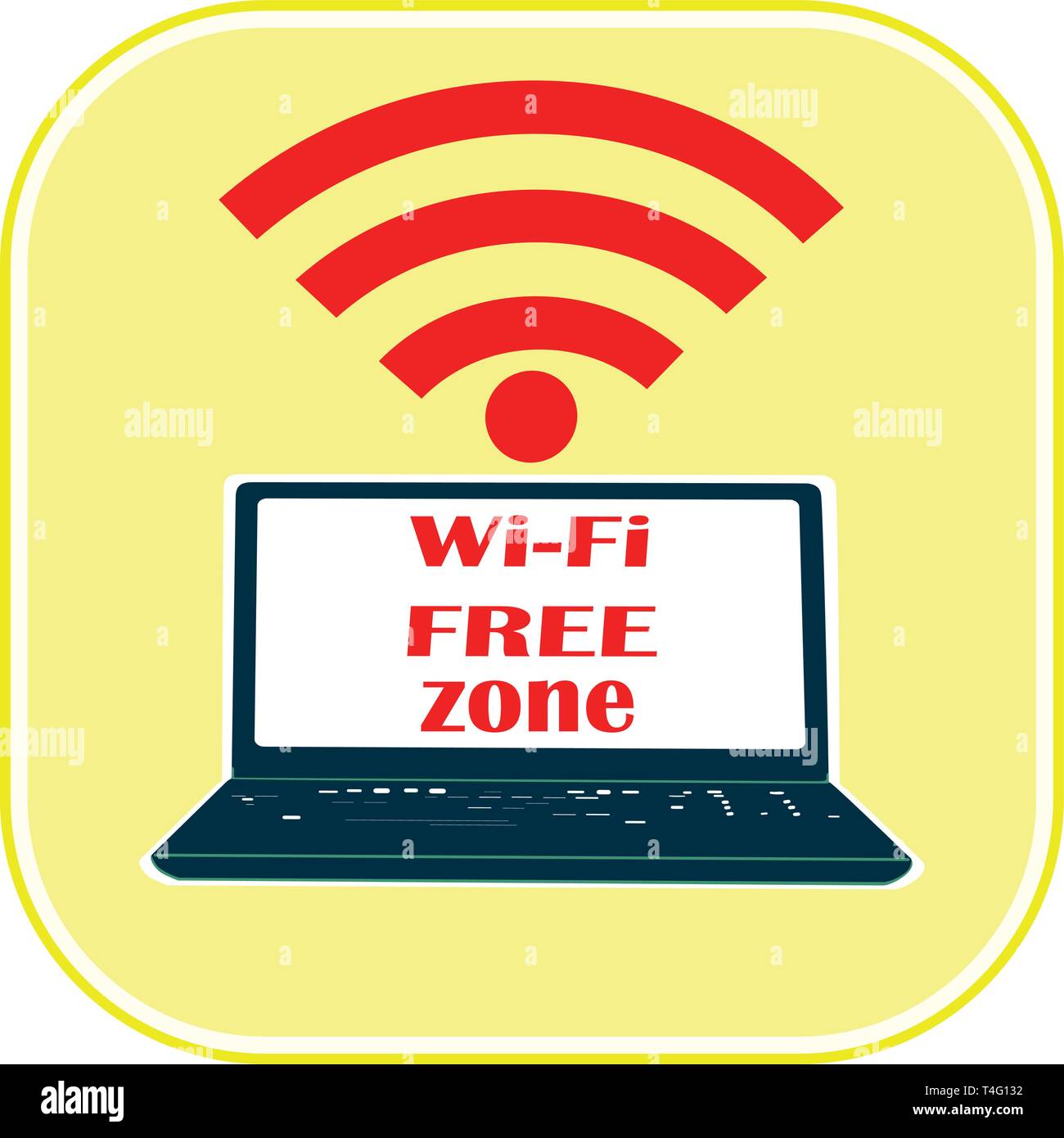 Flat drawing of a laptop. Sign, symbol of free wi-fi. Vector Stock ...