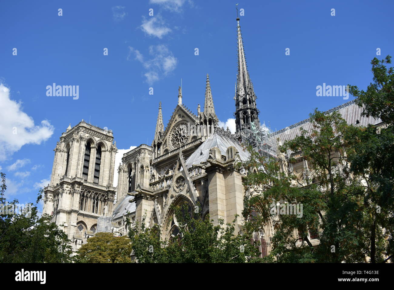 Notre-Dame Spire known as La Fleche and lead clad wooden roofs before ...
