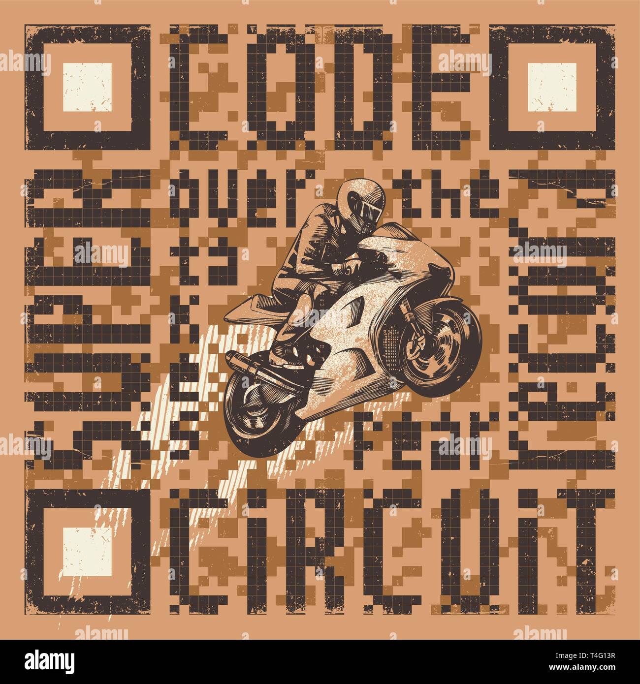 Vector graphic composition with QR code about motorcycling, vector ...